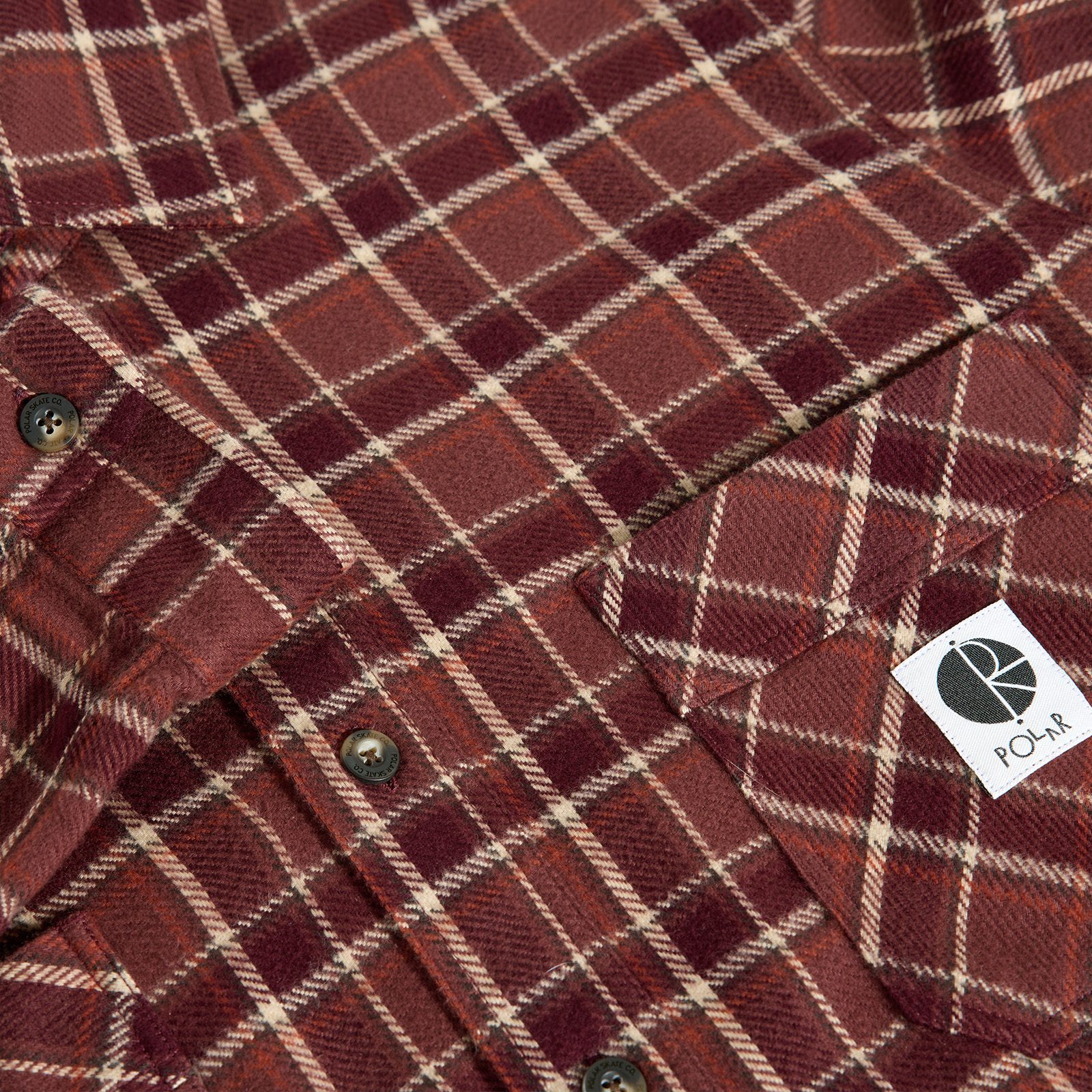Polar Skate Co. - Mike L/S Shirt - Flannel - Oxblood Check at ...